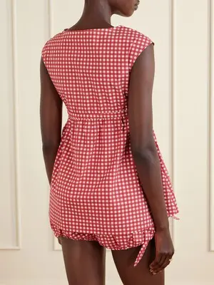 Posse Lindie Checked Cotton-poplin Top