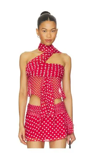 GUIZIO Chiffon Wrap Top - Red