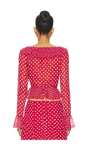 GUIZIO Mallorca Ruffle Wrap Top - Red