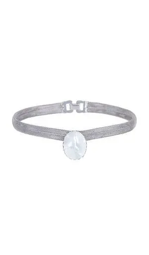 LELET NY Charlotte Mesh Choker With Mother-of-pearl Pendant - Metallic Silver