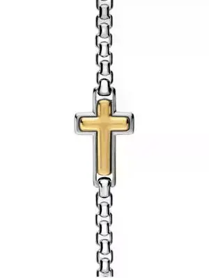 David Yurman Sterling And 14-carat Yellow Gold Cross Station Bracelet