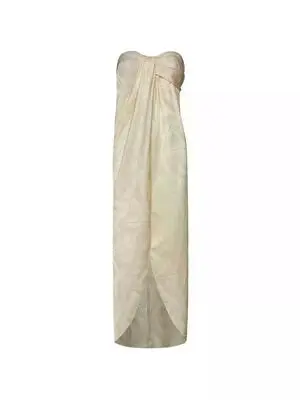 Johanna Ortiz Graceful Palm-jacquard Sweetheart Neck Strapless Top