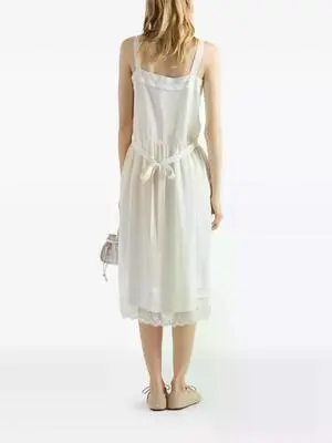 Prada Embroidered Washed Silk Dress - White