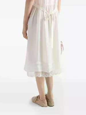 Prada Embroidered Washed Silk Dress - White