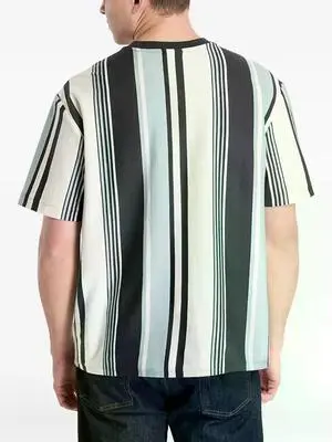 Guess Vertical-stripe Logo-embroidered T-shirt