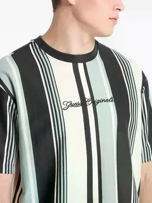 Guess Vertical-stripe Logo-embroidered T-shirt