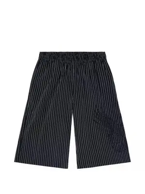 DIESEL® Pinstriped Shorts With Phoenix Embroidery