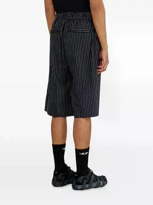 DIESEL® Pinstriped Shorts With Phoenix Embroidery