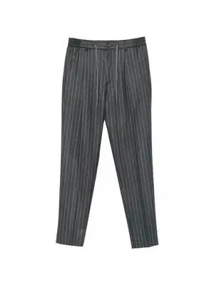 Tagliatore Pinstriped Drawstring Waist Trousers - Grey