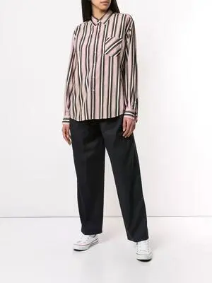 PORTS V Navy Cotton Blend High Waisted Wide Leg Trousers