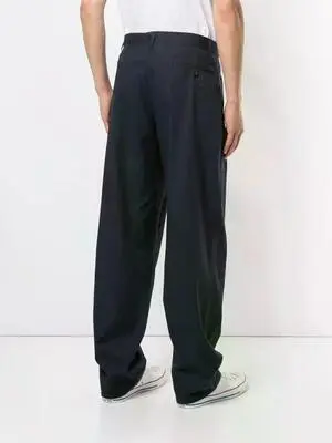 PORTS V Navy Cotton Blend High Waisted Wide Leg Trousers