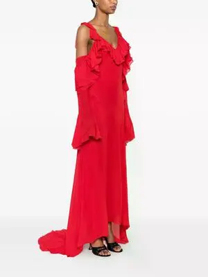 Blumarine Ruffled Cold-shoulder Maxi Dress