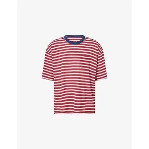 Visvim Mondo Border Striped Wool And Cotton-blend T-shirt
