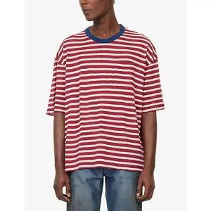 Visvim Mondo Border Striped Wool And Cotton-blend T-shirt