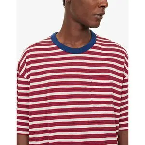 Visvim Mondo Border Striped Wool And Cotton-blend T-shirt