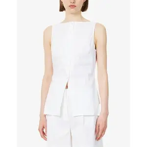 Theory Cutaway Linen-blend Top