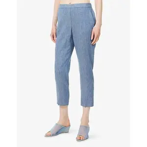 Theory Treeca Pull-on Linen-blend Cropped Trousers