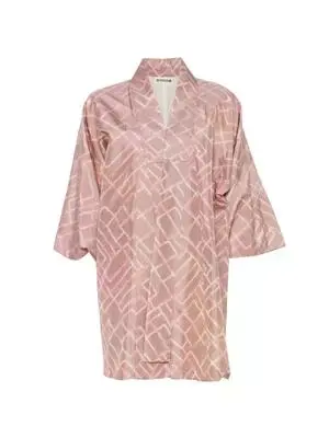 A.N.G.E.L.O. VINTAGE CULT Silk Geometric Pattern Kimono - Pink