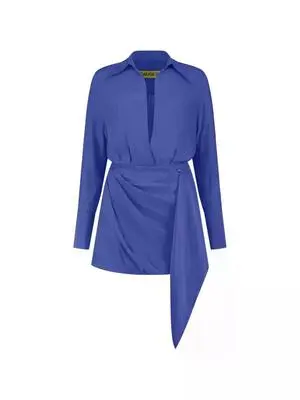 Gauge81 Gravia Draped Silk Shirtdress - Blue