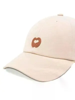 Maje Baseball Cap With Leather Heart Appliqu