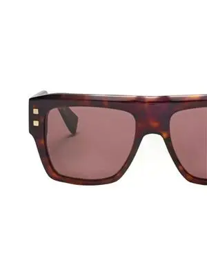 Balmain B-scene Square Acetate Sunglasses - Brown