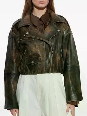 GESTUZ Diana Distressed Leather Biker Jacket
