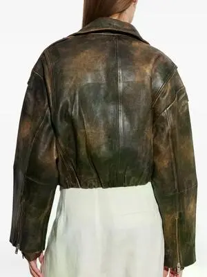 GESTUZ Diana Distressed Leather Biker Jacket