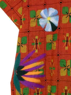 A.N.G.E.L.O. VINTAGE CULT Geometric Print Floral Appliqué Kimono