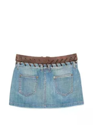 Alexander McQueen 2000s Lace-up Denim Mini Skirt