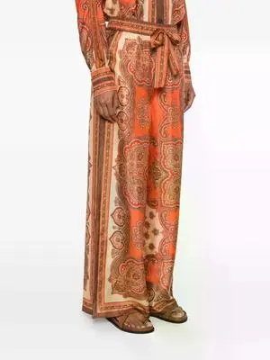 Zimmermann Mahon Paisley-print Belted Trousers