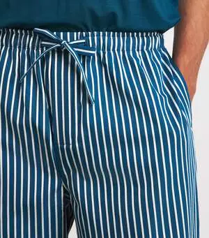 Derek Rose Cotton Stripe Royal Lounge Trousers