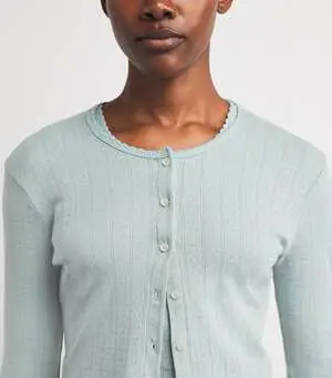 LESET Cotton Pointelle Lounge Cardigan