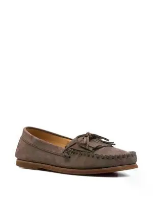HENDERSON BARACCO Tassia Fringed Nubuck Loafers - Brown