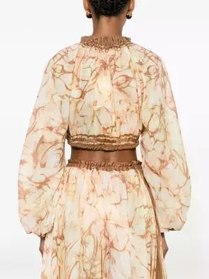 Zimmermann Tie-dye Ramie Cropped Blouse - Neutrals