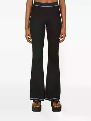 Alexander McQueen Flared Trousers With Topstitching - Black
