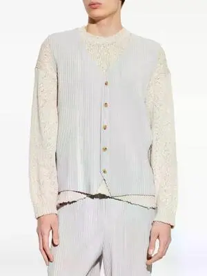 Issey Miyake Pleated V-neck Waistcoat - Grey