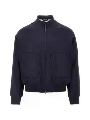 Emporio Armani Wool Zip-up Jacket - Blue