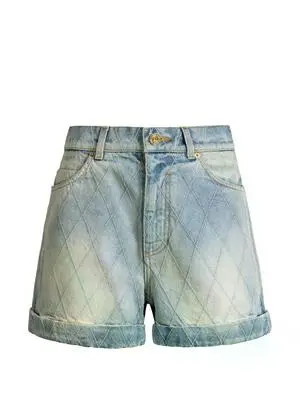 Balmain Topstitched Denim Shorts - Blue