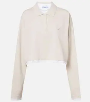 Prada Cotton Pique And Jersey Polo Shirt - Beige