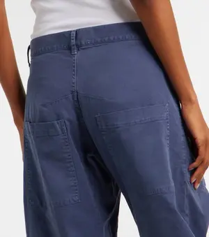 NILI LOTAN Shon Cotton Barrel-leg Trousers - Blue