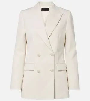 NILI LOTAN Double-breasted Virgin Wool Blazer - White