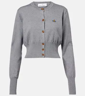 VIVIENNE WESTWOOD Bea Cropped Cotton And Cashmere Cardigan - Grey