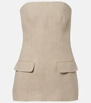 TOTEME Strapless Linen Bustier Top - Beige