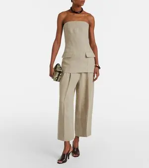 TOTEME Strapless Linen Bustier Top - Beige