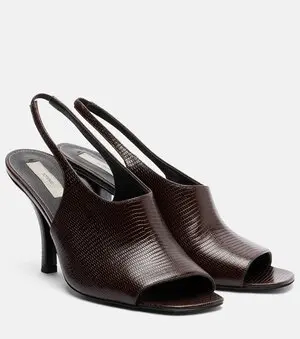 TOTEME Embossed Leather Slingback Sandals - Brown