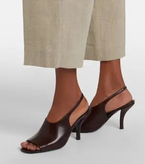 TOTEME Embossed Leather Slingback Sandals - Brown