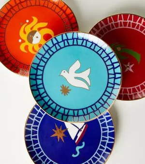 Jonathan Adler Playa Set Of 4 Porcelain Dessert Plates
