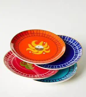 Jonathan Adler Playa Set Of 4 Porcelain Dessert Plates