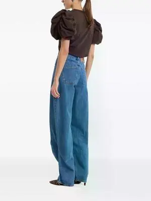 ROTATE BY BIRGER CHRISTENSEN Draped Barrel Leg Jeans