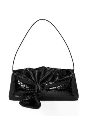 ROTATE BY BIRGER CHRISTENSEN The Drape Bag Croco Shoulder Bag - Black